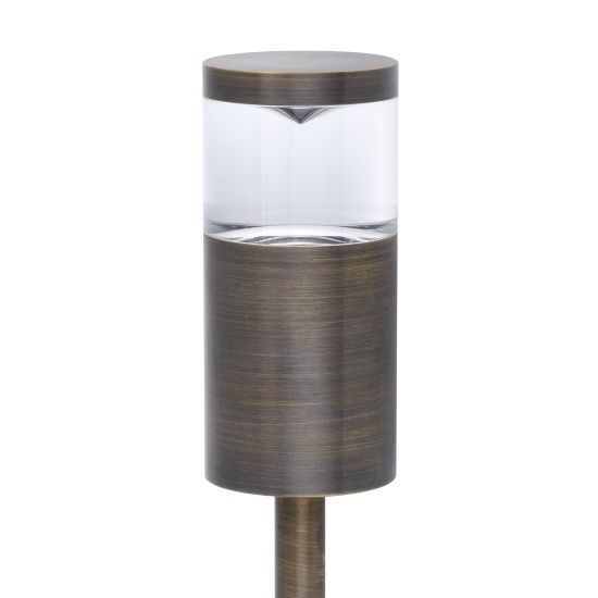 Perspex Lens Rustic Brass Garden Spike Light