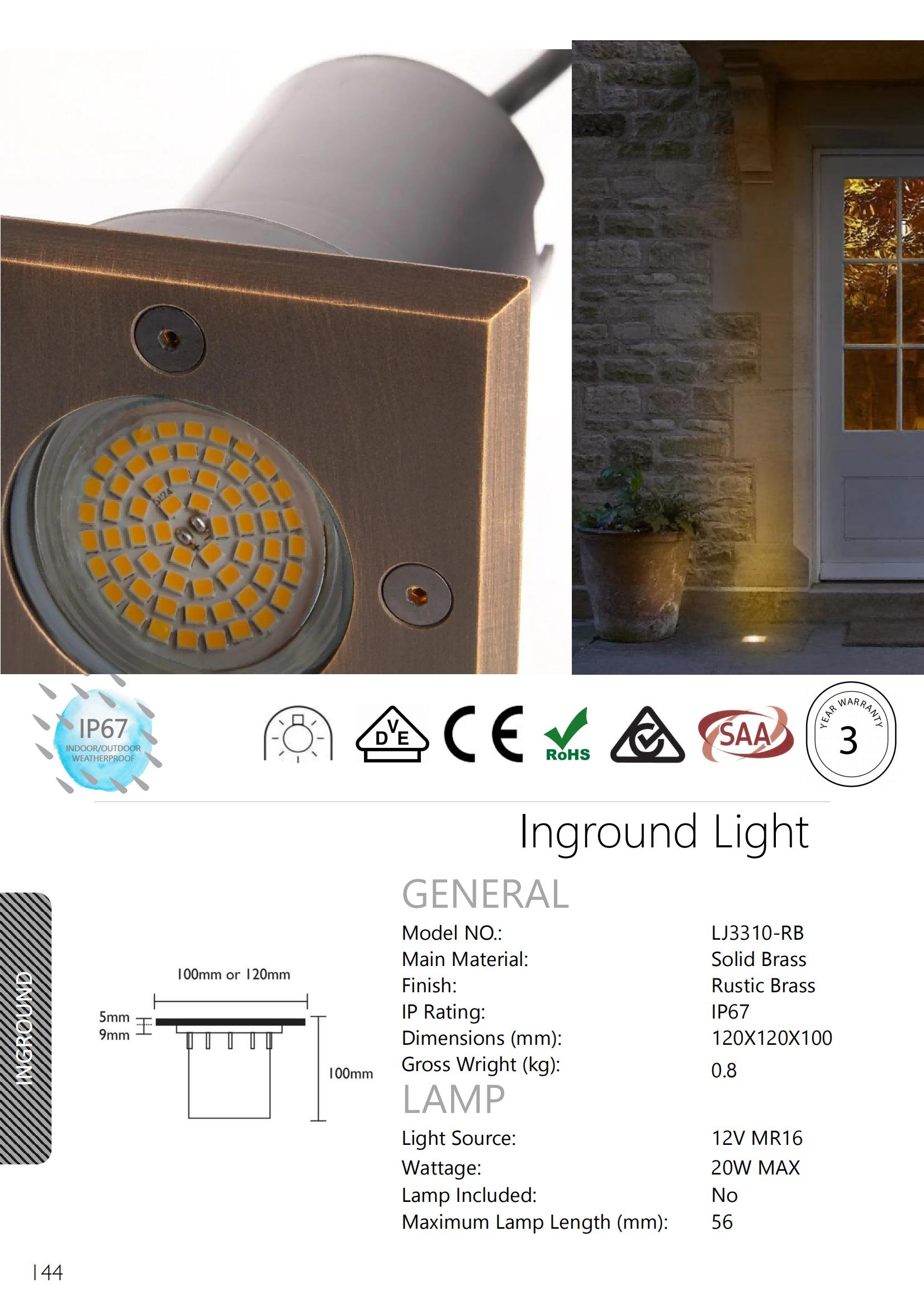 Rustic Brass In-Ground Light